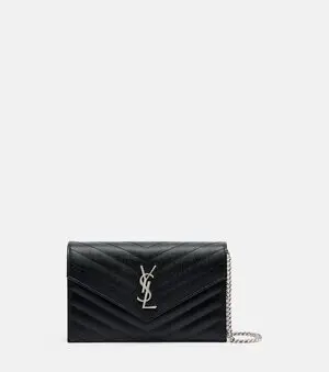 Saint Laurent Cassandre Envelope Small Wallet On Chain - Black