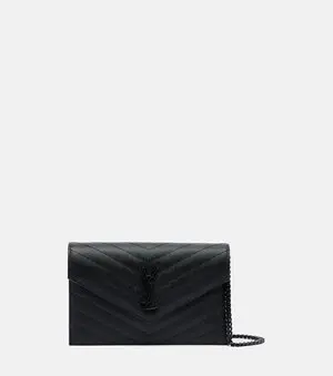 Saint Laurent Cassandre Envelope Small Wallet On Chain - Black