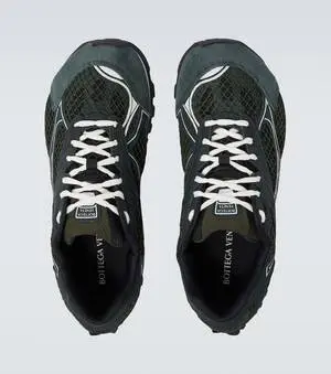 Bottega Veneta Orbit Suede-trimmed Sneakers - Green