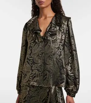 Etro Paisley Ruffled Silk-blend Blouse
