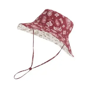 LOST PATTERN Paisley Cotton Reversible Sun Hat - Rodeo Red