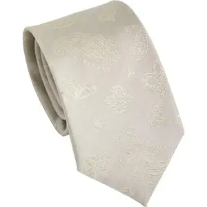 LOST PATTERN Paisley Silk Jacquard Neck Tie - Champagne
