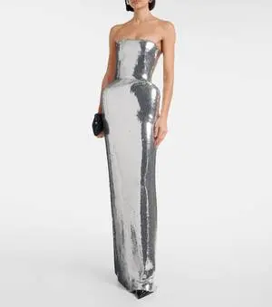 David Koma Sequin-embellished Bustier Gown