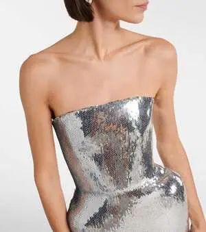 David Koma Sequin-embellished Bustier Gown