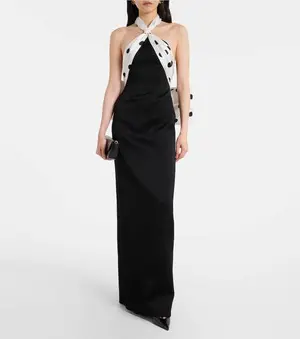 David Koma Polka-dot Halterneck Gown