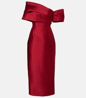 Solace London Mirla Off-shoulder Satin Cocktail Dress - Red