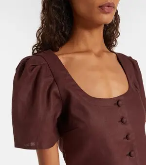 Faithfull The Brand Emma Linen Top - Brown
