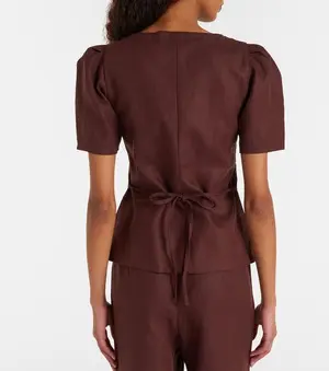 Faithfull The Brand Emma Linen Top - Brown