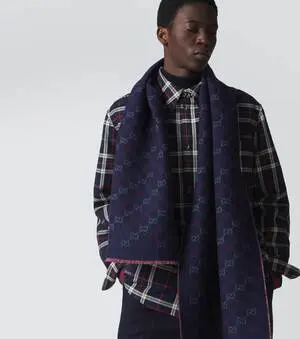 Gucci Gg Reversible Wool Jacquard Scarf