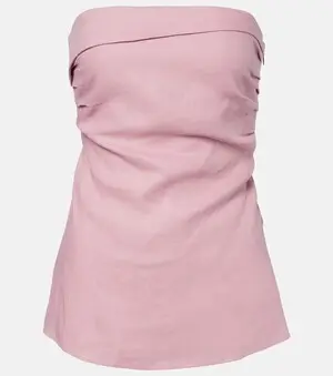 Faithfull The Brand Caen Strapless Linen Top - Pink