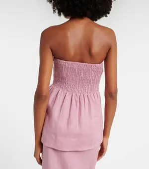 Faithfull The Brand Caen Strapless Linen Top - Pink