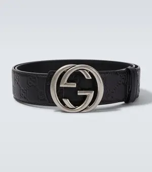 Gucci Interlocking G Reversible Leather Belt - Black
