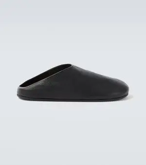 THE ROW Hudson Leather Mules - Black