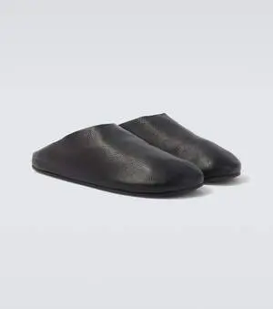 THE ROW Hudson Leather Mules - Black