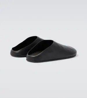 THE ROW Hudson Leather Mules - Black