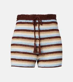 Anna Kosturova Striped Cotton Crochet Shorts - Multicoloured