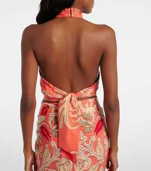 Poupette St Barth Suma Printed Cotton Crop Top