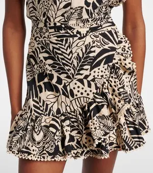 Poupette St Barth Corinne Ruffled Printed Mini Dress - Black