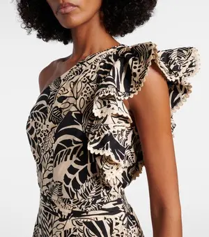 Poupette St Barth Corinne Ruffled Printed Mini Dress - Black