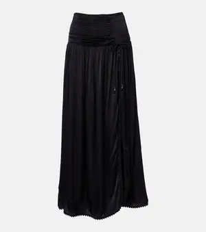 Poupette St Barth Scalloped Maxi Skirt - Black