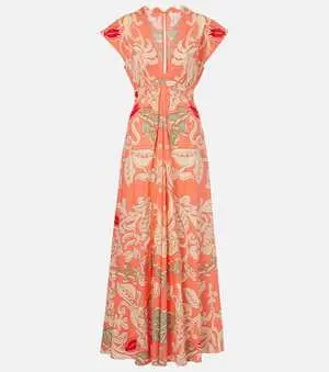 Poupette St Barth Noreen Printed Cotton Maxi Dress - Orange