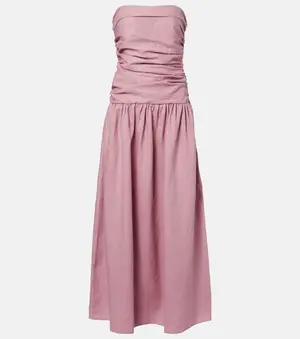 Faithfull The Brand Sacha Strapless Linen Maxi Dress - Pink