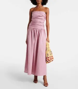 Faithfull The Brand Sacha Strapless Linen Maxi Dress - Pink