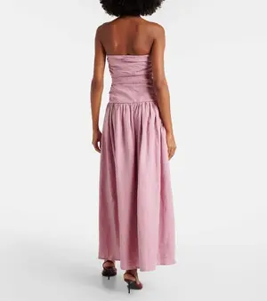 Faithfull The Brand Sacha Strapless Linen Maxi Dress - Pink
