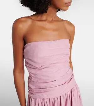 Faithfull The Brand Sacha Strapless Linen Maxi Dress - Pink