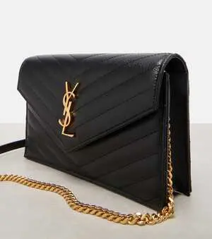 Saint Laurent Cassandre Envelope Small Leather Wallet On Chain