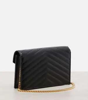 Saint Laurent Cassandre Envelope Small Leather Wallet On Chain