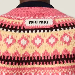 Miu Miu Wool Jacquard Knit Cardigan