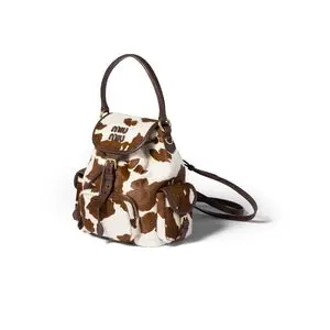 Miu Miu Printed Leather Backpack - White/burnt Sienna