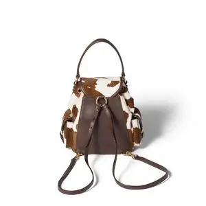 Miu Miu Printed Leather Backpack - White/burnt Sienna