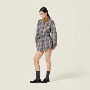 Miu Miu Checked Flannel Shirt - Slate Gray