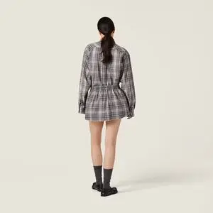 Miu Miu Checked Flannel Shirt - Slate Gray