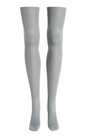 Miu Miu Knee-high Ribbed Silk Socks - Blue