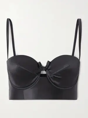 ERES Greta Bow-detailed Cutout Satin Bustier Bra - Black