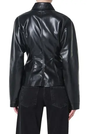 AGOLDE Devon Faux Leather Shirt - Detox Black
