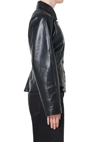 AGOLDE Devon Faux Leather Shirt - Detox Black