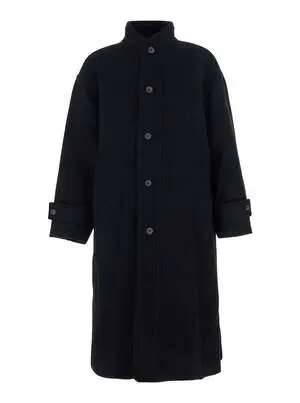 COOR Coat With High Neck And Belted Cuffs - Black