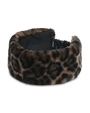 Apparis Eleni Leopard Print Faux Fur Headband - Dark Leopard