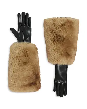 Apparis Robi Faux Fur Gloves - Noir/blond