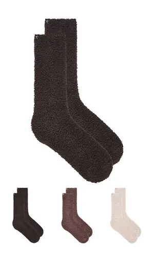 Barefoot Dreams Cozychic 3-pair Sock Set - Umber Multi