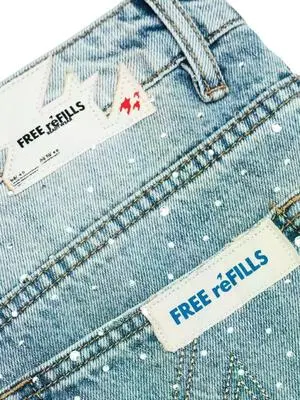FREE REFILLS Zebra-pattern Rhinestone Jeans - Blue