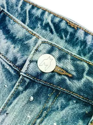 FREE REFILLS Zebra-pattern Rhinestone Jeans - Blue