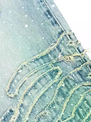 FREE REFILLS Zebra-pattern Rhinestone Jeans - Blue