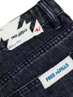 FREE REFILLS Zebra-pattern Embellished Jeans - Black