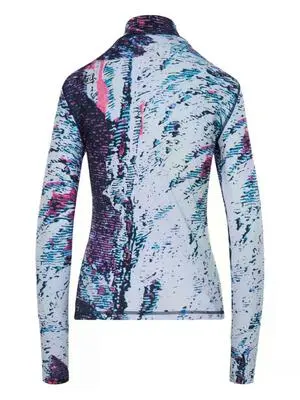 Aztech Mountain Abstract Print High Neck Long Sleeve Top