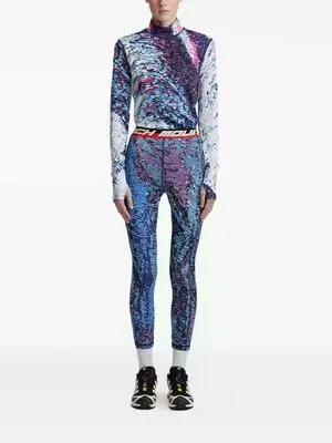 Aztech Mountain Abstract Print High Neck Long Sleeve Top